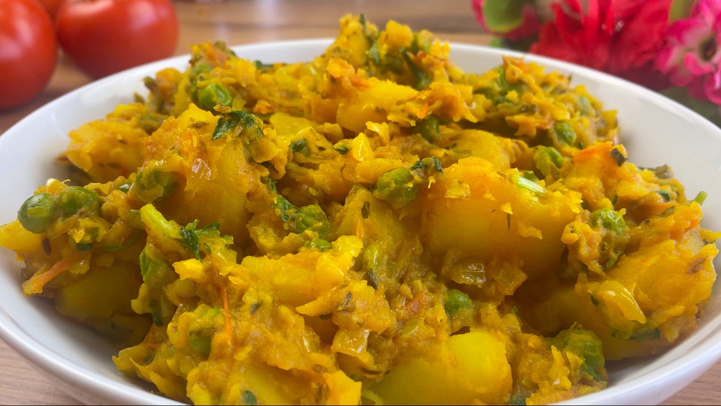 How To Make Aloo Matar Recipe - The Aziz Kitchen
